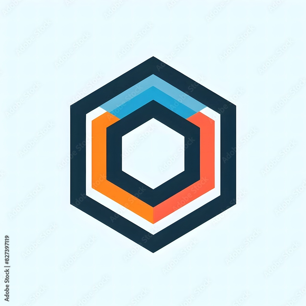 AI Generate of Logo Concept Design Vector Icon of Geometric Shape Hexagonal in Random Color and ...