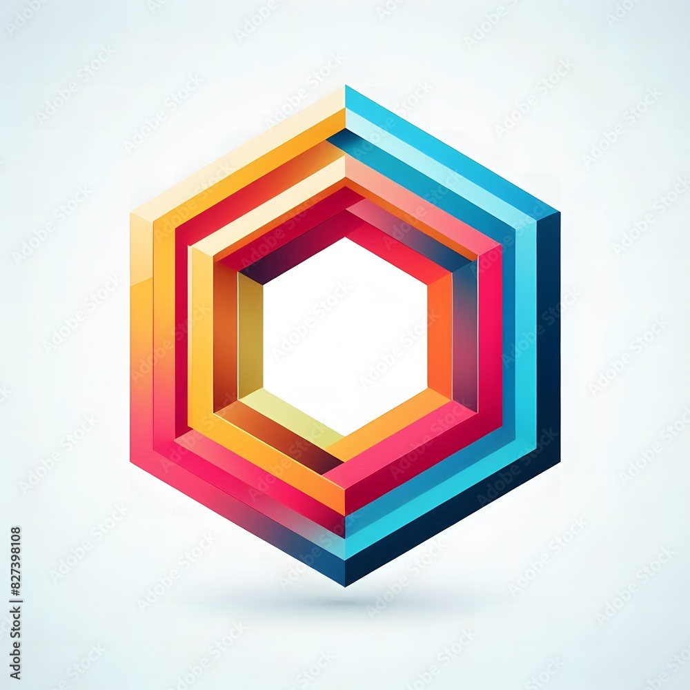 AI Generate of Logo Concept Design Vector Icon of Geometric Shape Hexagonal in Random Color and ...
