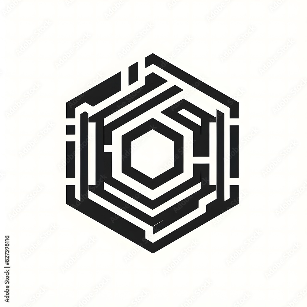 AI Generate of Logo Concept Design Vector Icon of Geometric Shape Hexagonal in Random Color and ...