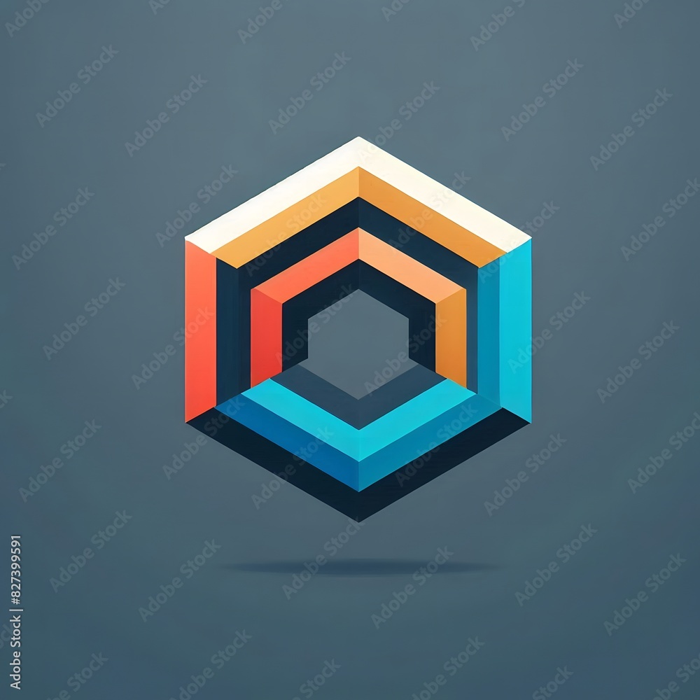 AI Generate of Logo Concept Design Vector Icon of Geometric Shape Hexagonal in Random Color and ...
