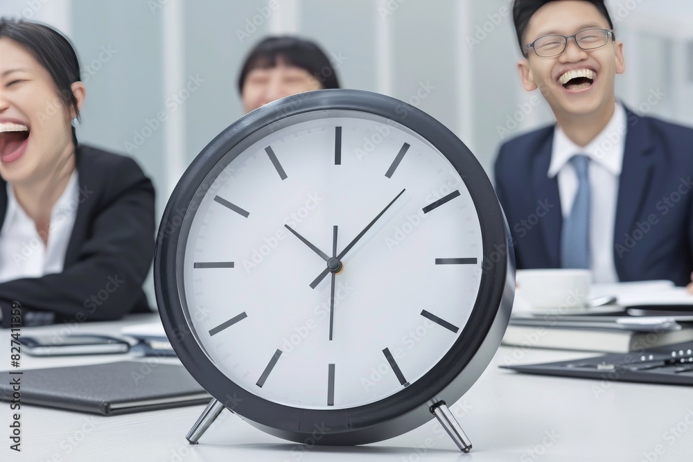 Minimalist clock in a modern office setting, representing time ...