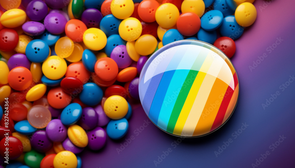 LGBTQ mockup featuring a blank button badge, set against a background ...