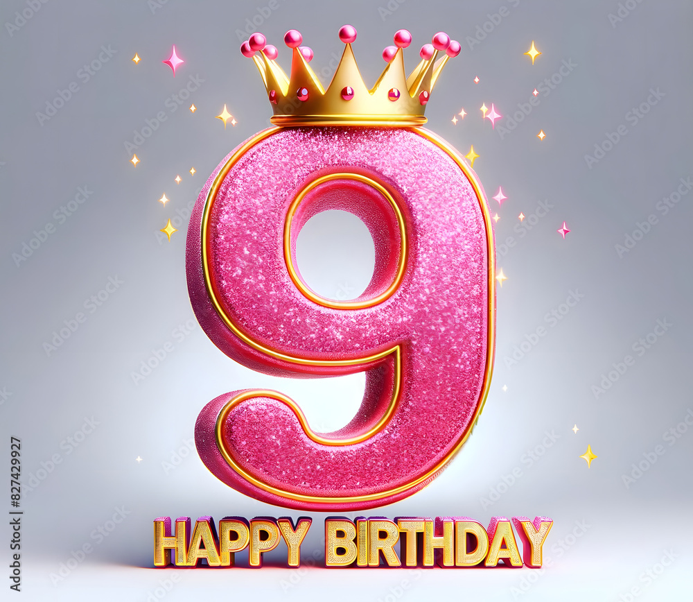 Glittering 9th Birthday Celebration with Pink Sparkling Number and ...