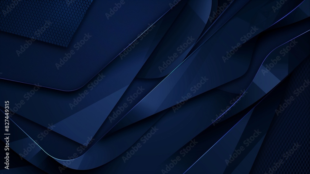 3D modern navy blue abstract banner background. Luxury paper cut ...