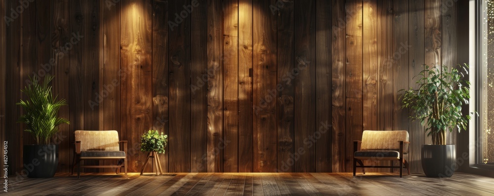 Dark brown wood paneling wall background vector presentation design ...