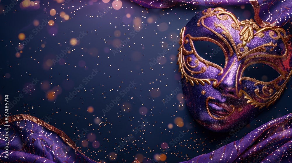 Blue and gold masquerade mask surrounded by a swirl of dark and smoky ...