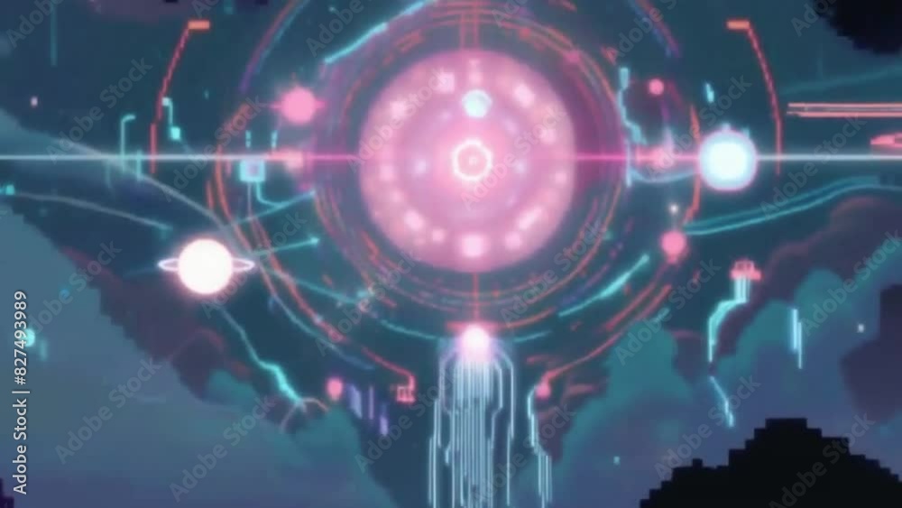 A pixel art animation that visualizes transformations and changing shapes in sync with the music ...