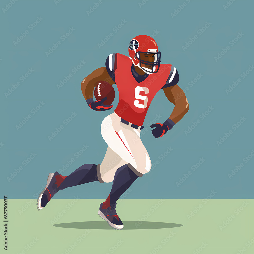American Football Player with Ball in field,Cartoon quarterback picture ...