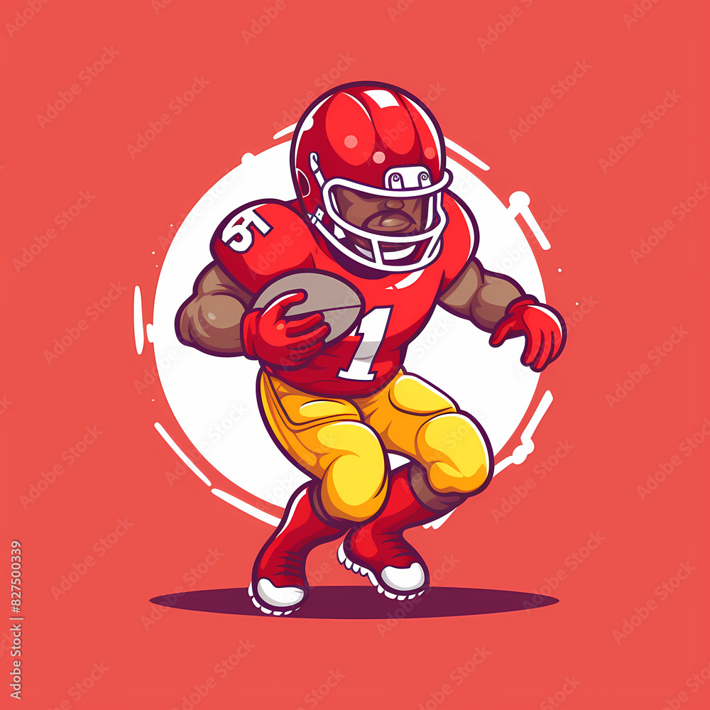American Football Player with Ball in field,Cartoon quarterback picture ...