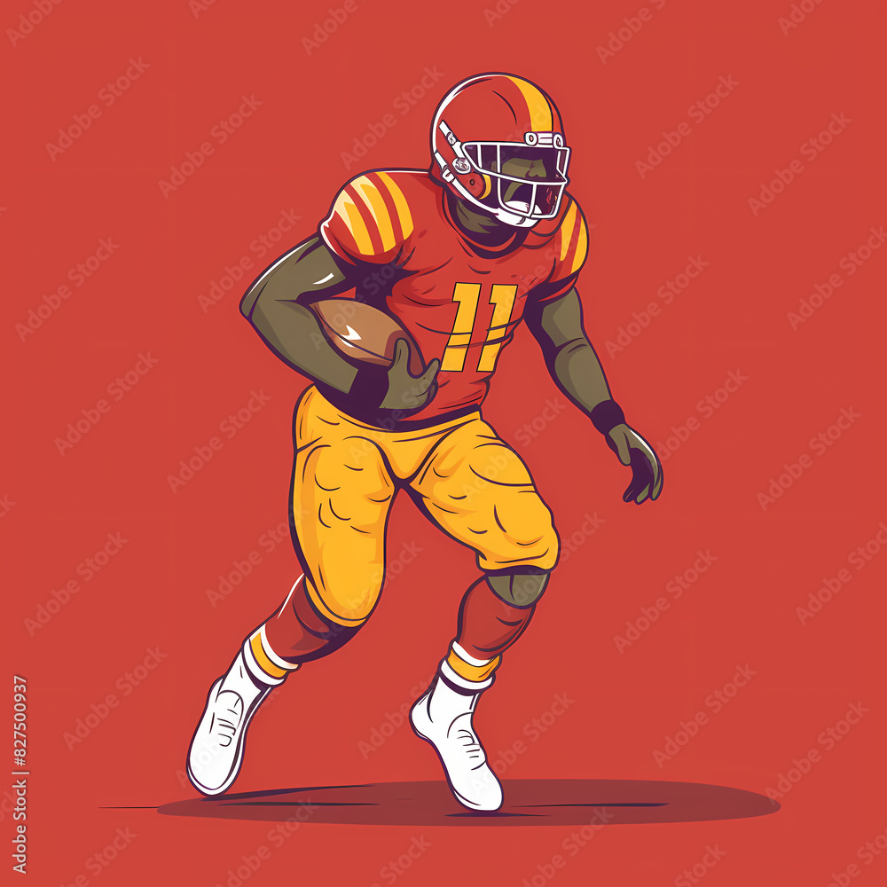 American Football Player with Ball in field,Cartoon quarterback picture ...