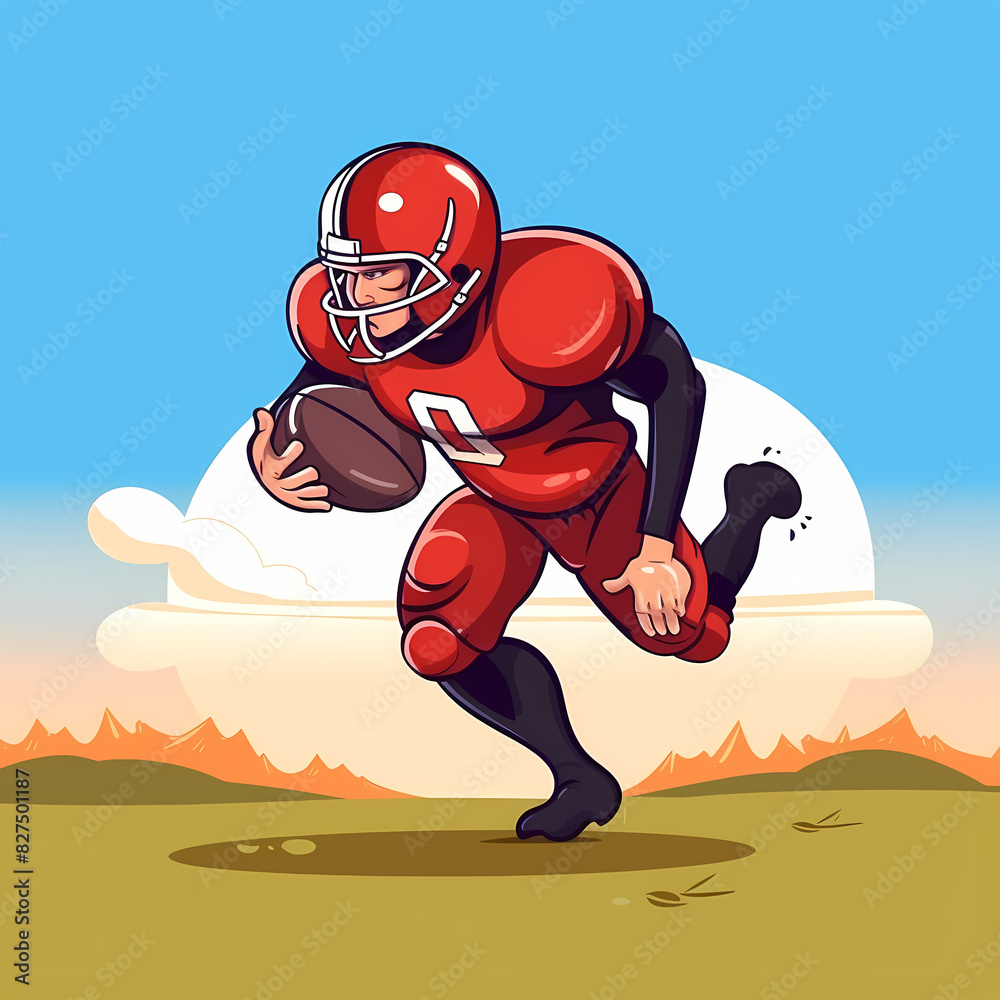 American Football Player with Ball in field,Cartoon quarterback picture ...