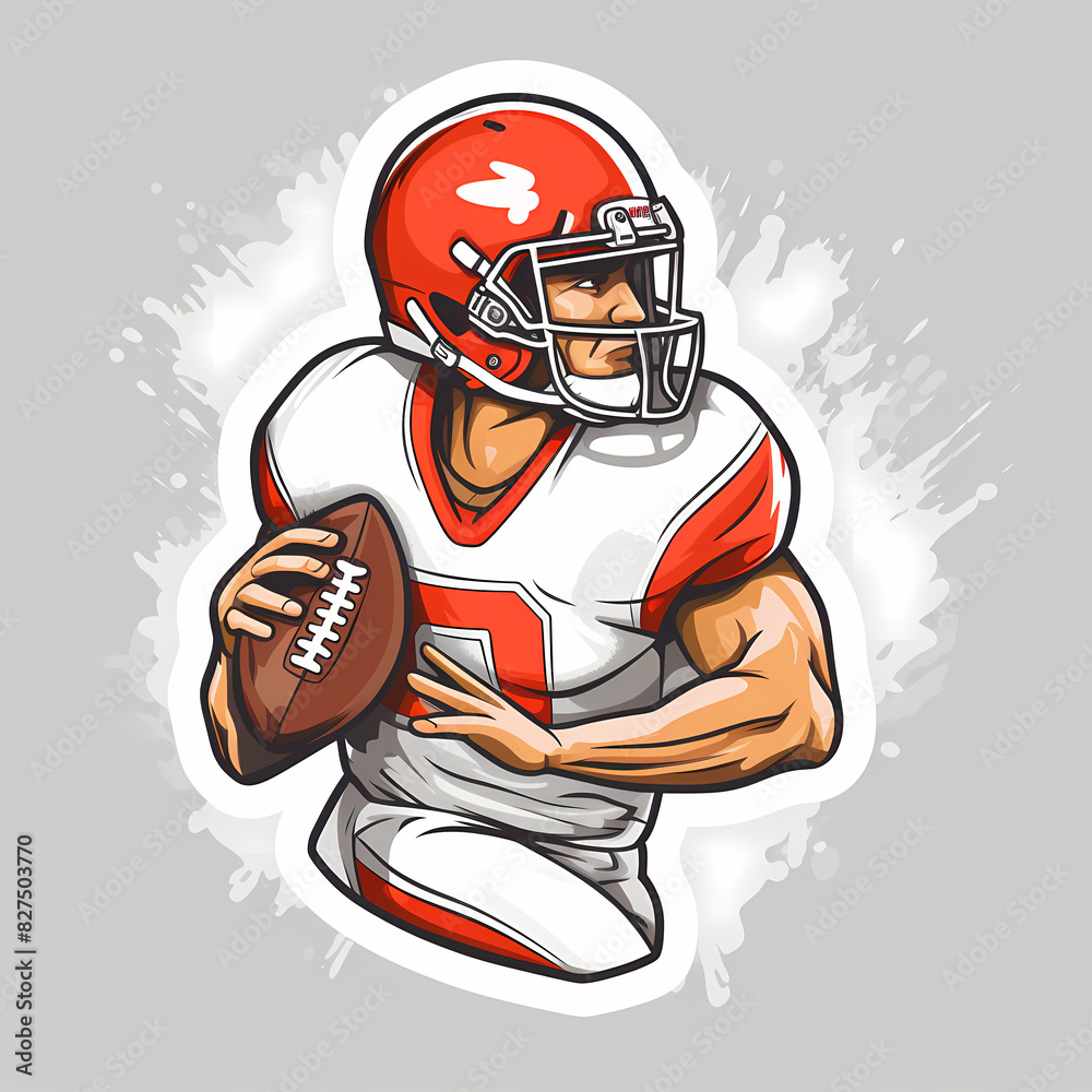 American Football Player with Ball in field,Cartoon quarterback picture ...