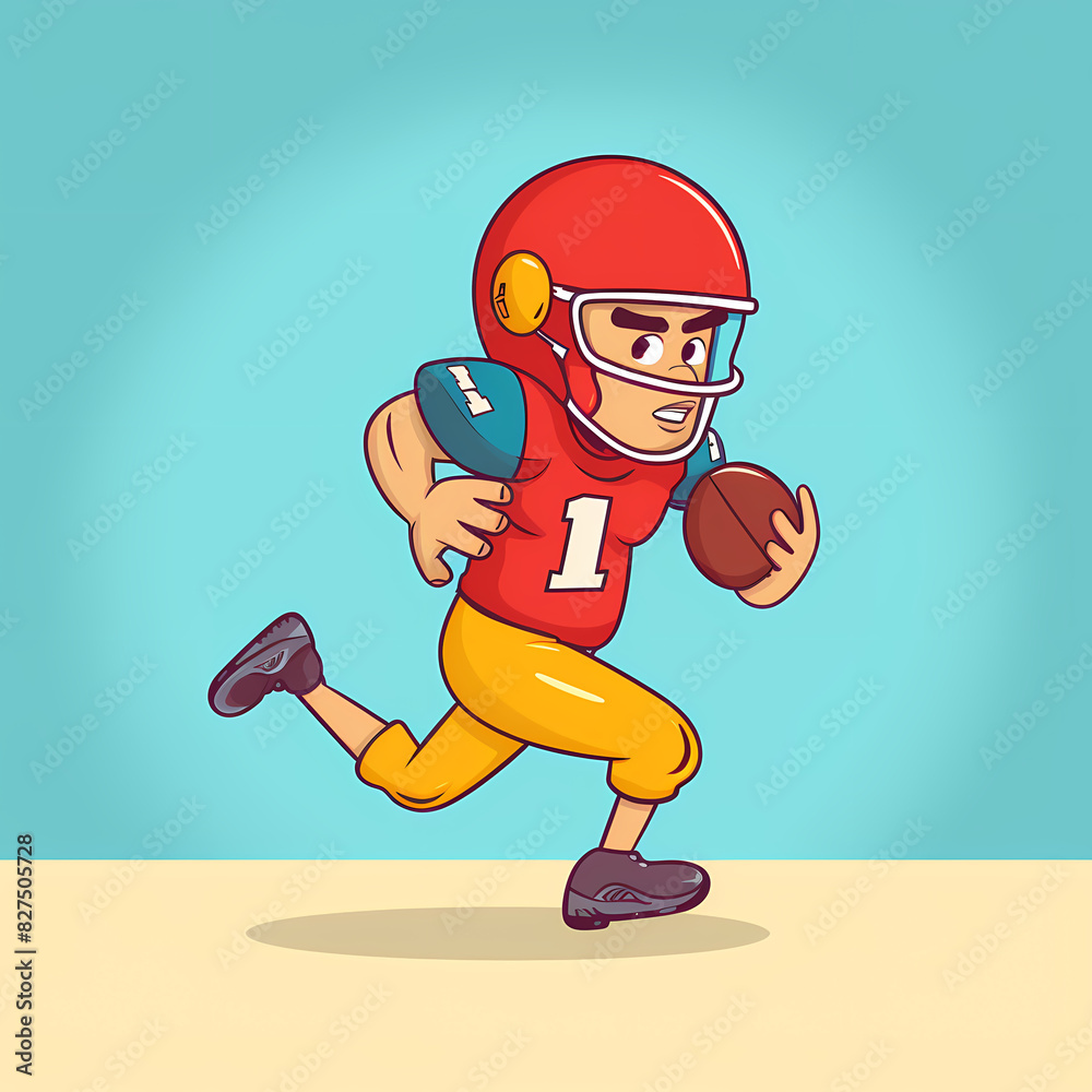 American Football Player with Ball in field,Cartoon quarterback picture ...