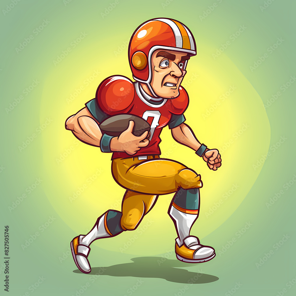 American Football Player with Ball in field,Cartoon quarterback picture ...