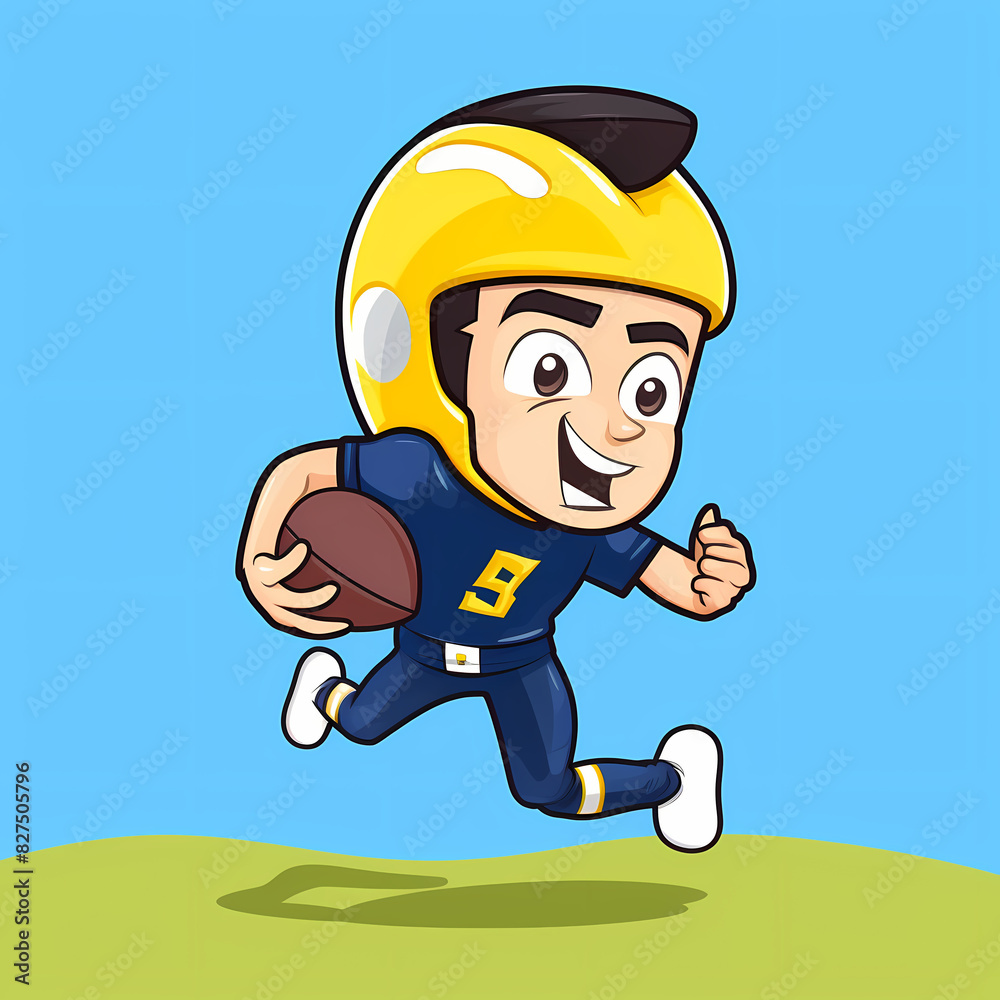 American Football Player with Ball in field,Cartoon quarterback picture ...