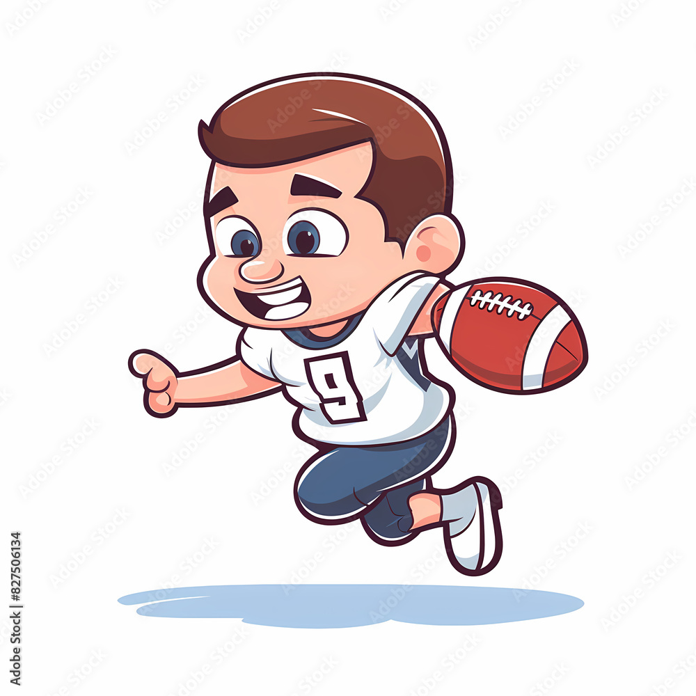 American Football Player with Ball in field,Cartoon quarterback picture ...