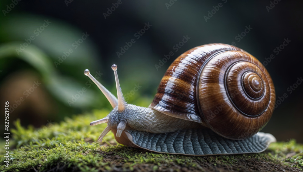Snail, giant African snail or giant African land snail. Selective focus ...