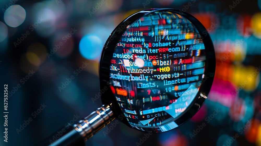 A magnifying glass examining a word cloud generated from social media ...