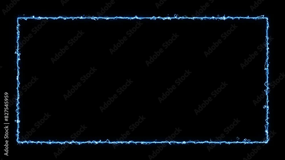 Neon animation of rectangular title frame. Pink blue neon glowing ...