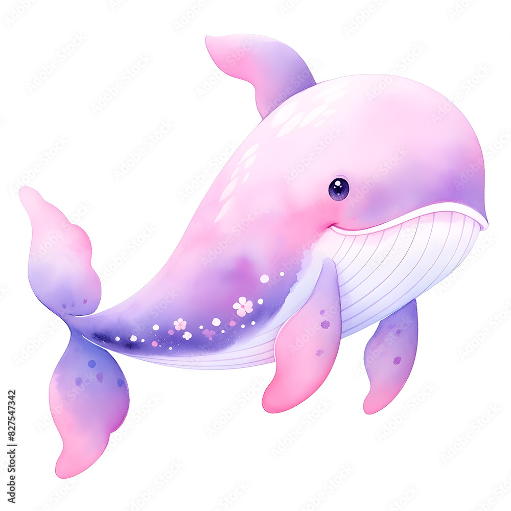Pastel Sea Animal Watercolor Clipart, Cute Whale Illustration, Nursery ...