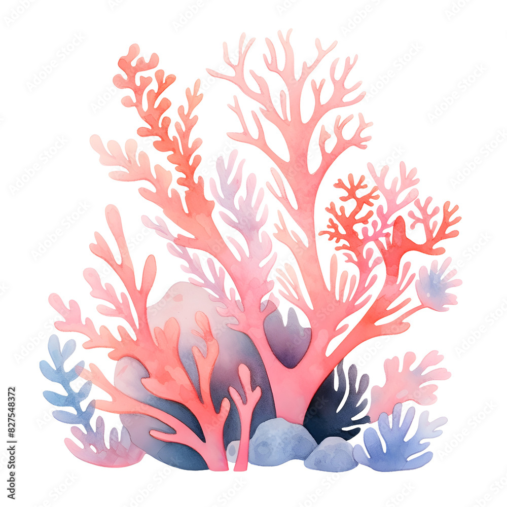 Pastel Sea Animal Watercolor Clipart, Coral Illustration, Nursery ...