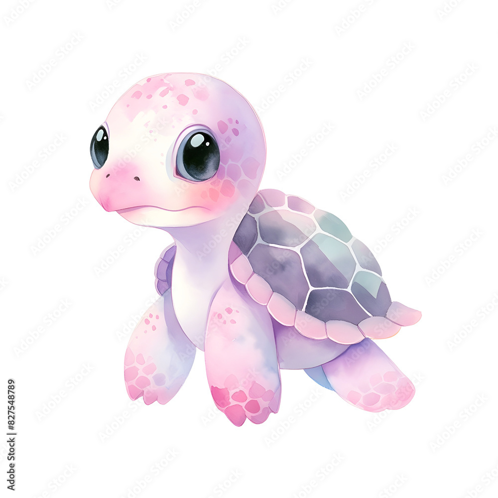 Pastel Sea Animal Watercolor Clipart, Cute Sea Turtle Illustration ...