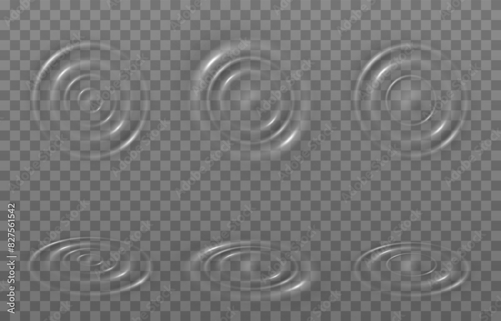 Vector wave circles on the water surface. Water ripples png. Water ...