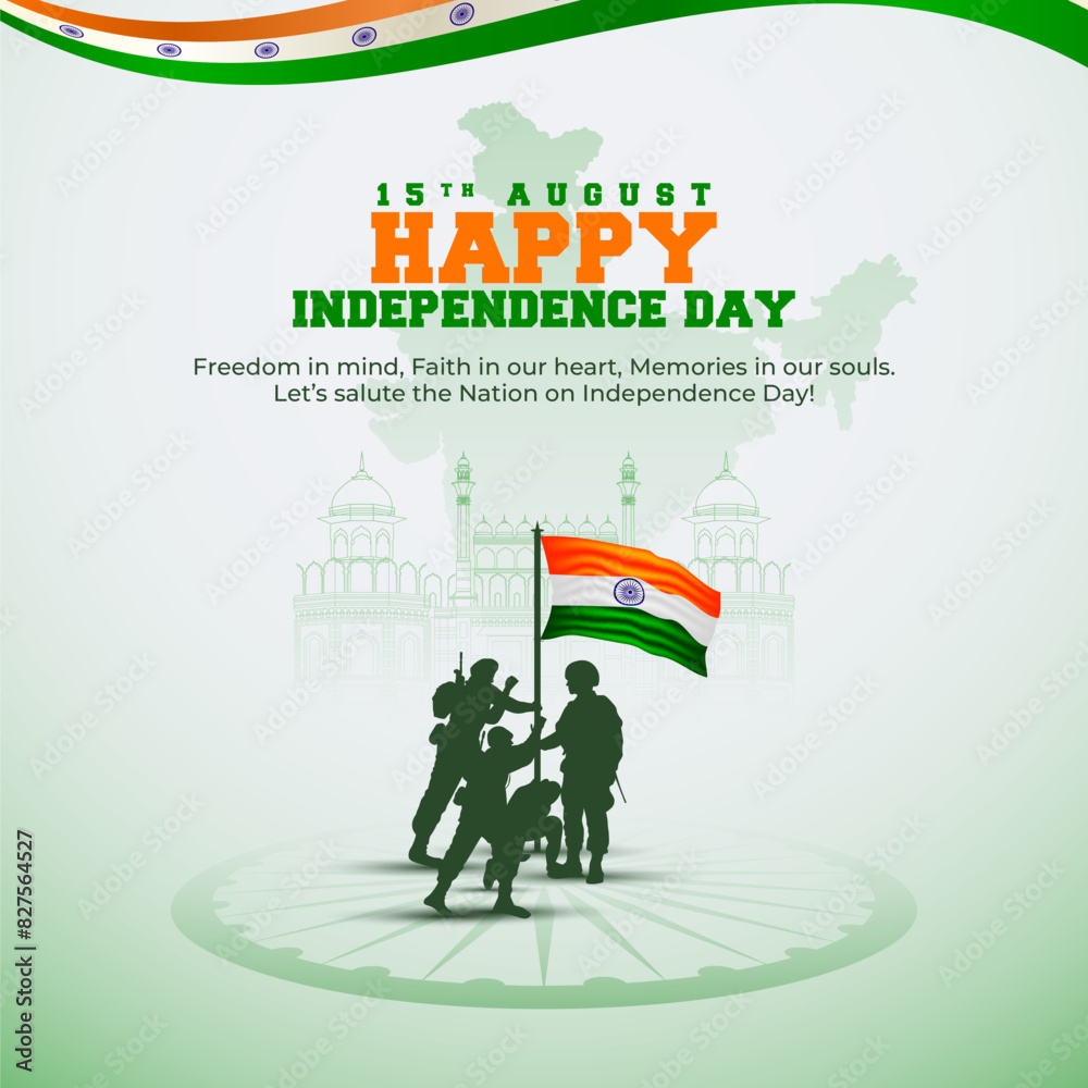 15th August Happy Independence Day of India social media post with ...
