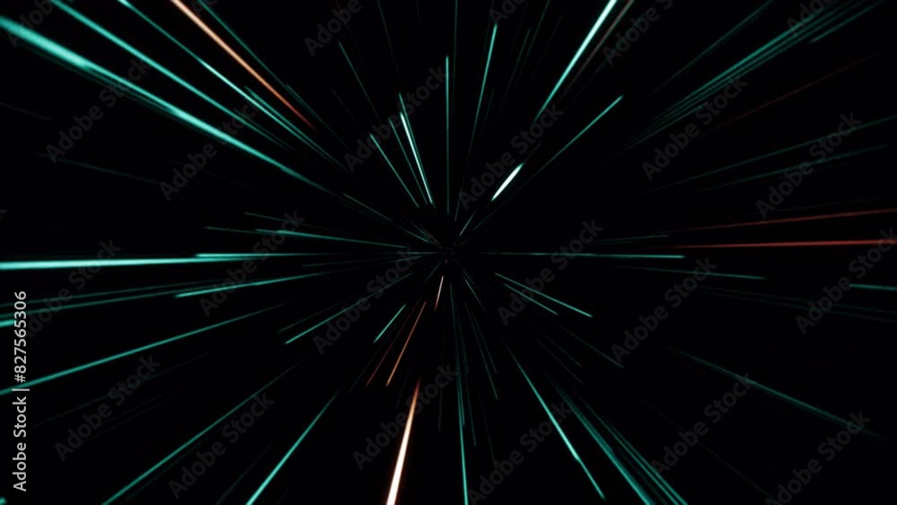 Hyperspace jump animation background. Abstract speed warp with blue and ...