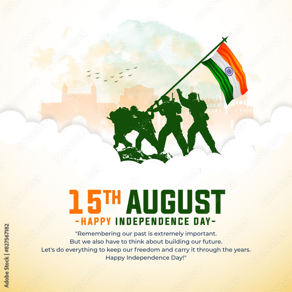 15th August Happy Independence Day of India social media post with ...