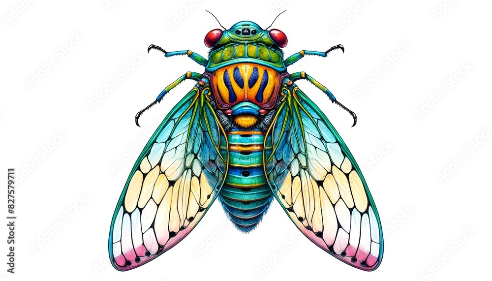 Vivid and Artistic Cicada Illustration with Rounded Head, Robust Thorax ...