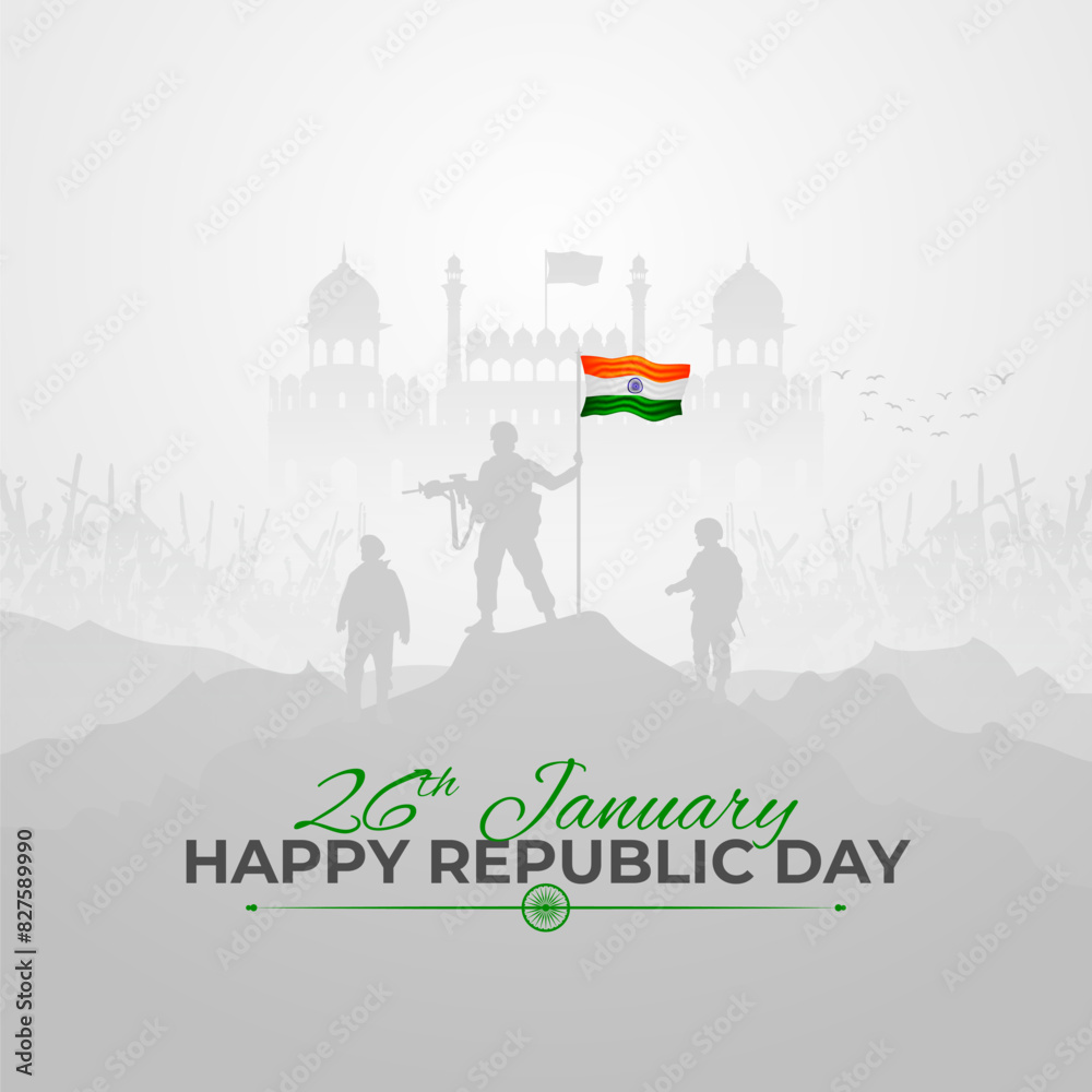 Happy Republic Day India social media post, wavy Indian flag, tricolor ...