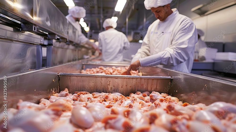 workers meticulously packaging frozen chicken for international ...