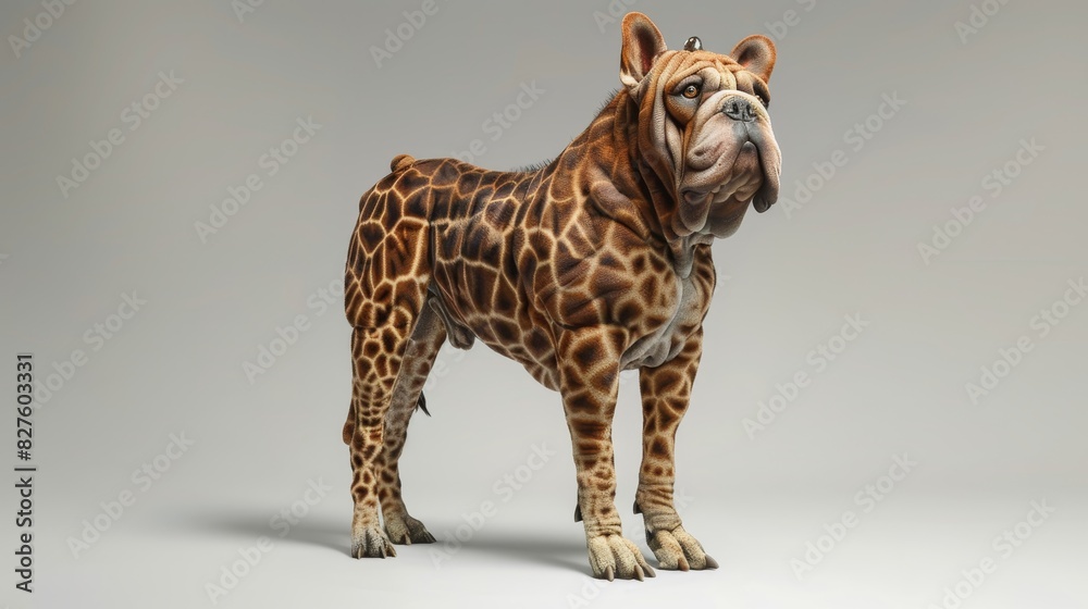 Bulldog with the body of a giraffe, showcasing a combination of the dog ...