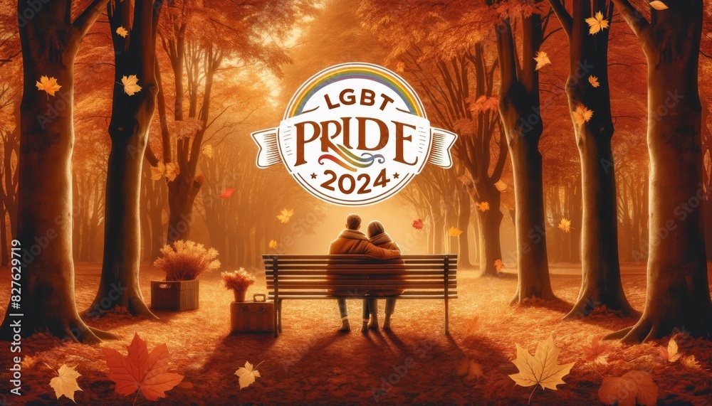 LGBT with LGBTQ pride Couple rainbow flag 2024 cozy autumm Stock ...