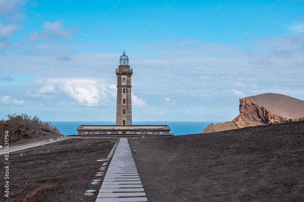 Poster Farol da Ponta dos Capelinhos lighthouse at Faial island of the ...