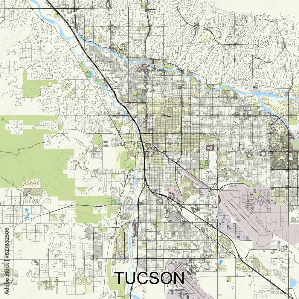 Tucson, Arizona, United States map poster art Stock Vector | Adobe Stock