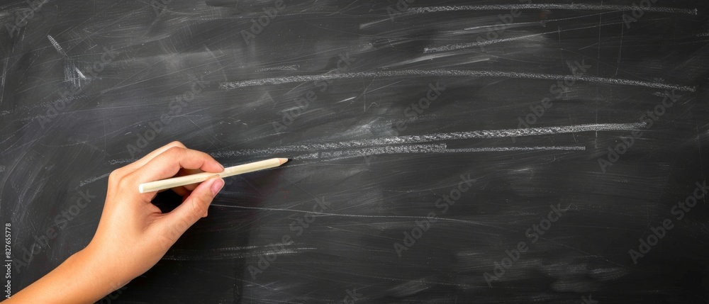 Hand writing on blackboard with chalk. Educational concept showcasing ...
