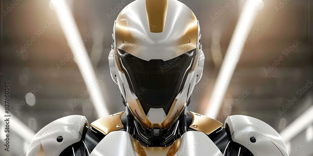 Reign of a Mighty Female Golden Warrior Robot in Futuristic AI Attire ...