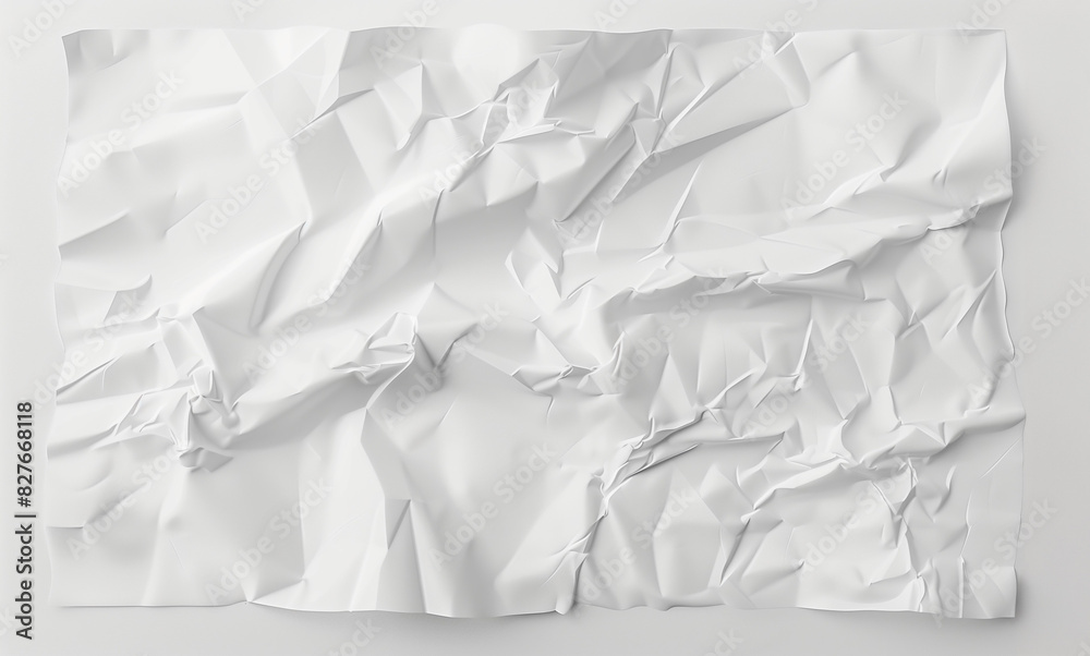 Wrinkled White Paper Sheet with Detailed Folds and Shadows in a ...