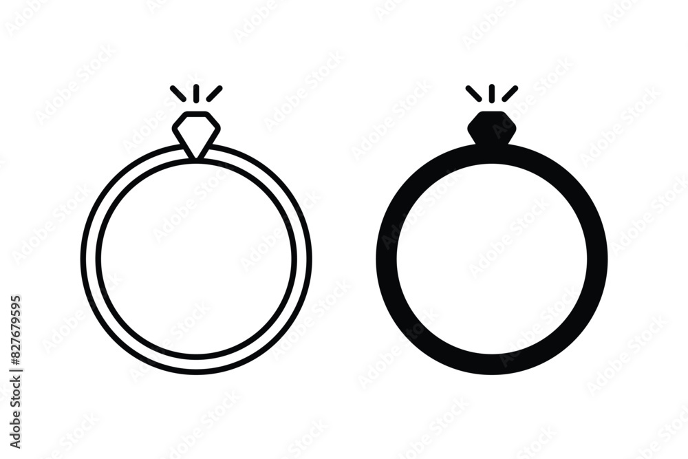 Diamond engagement ring icon template in trendy flat style design ...