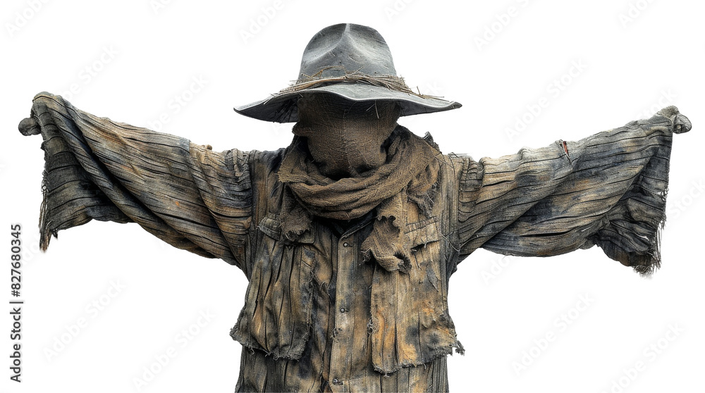 Scarecrow isolated solid white background, without shadow, single ...
