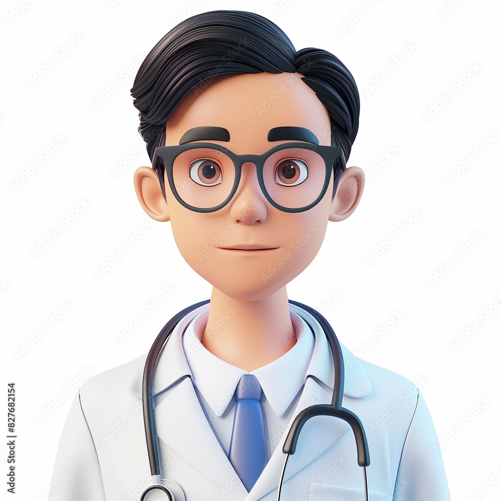 Doctor's face avatar simple 3D render, showcasing modern and realistic ...