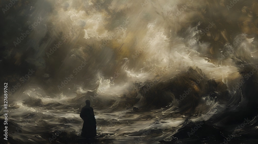 Solitary Silhouette Consumed by Tempestuous Psychological Upheaval ...