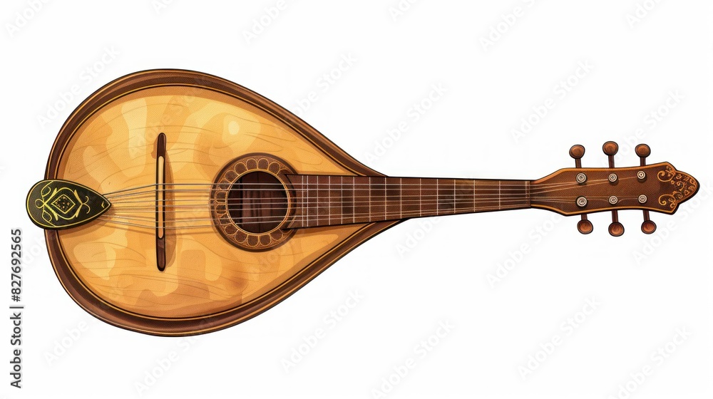 Mandolin flat style isolated on white. music instrument object concept ...