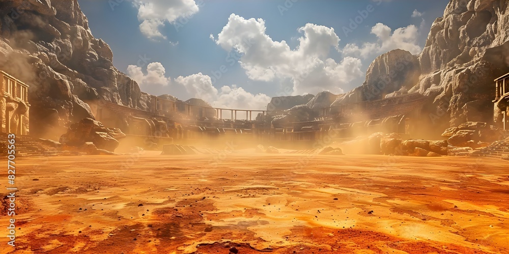 Digital battlefield setting in a desert coliseum for a realistic ...