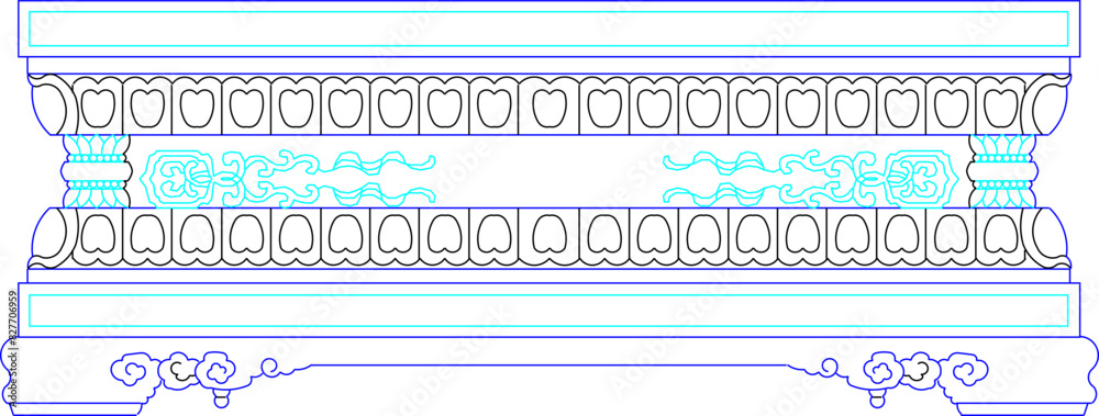 Sketch illustration vector drawing design detail column leg engraving ...