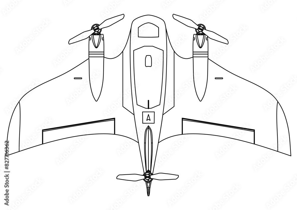 Drone VTOL FPV Line Stroke. Drone Vector Isolated. White Background ...