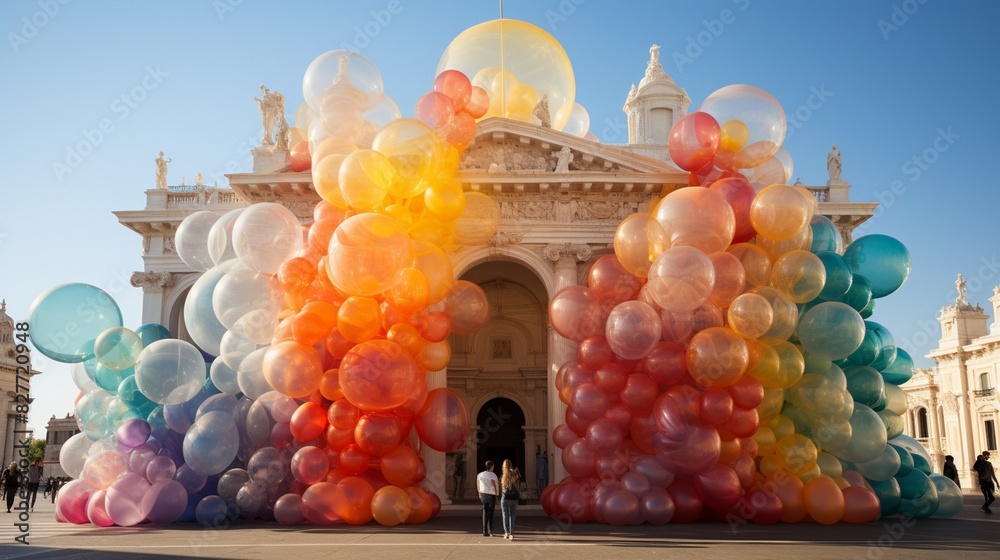 Poster giant inflated rainbow seeping from rome's colosseum standfor ...