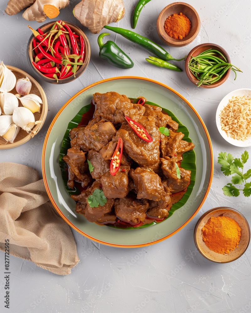 Rendang Pork. Rendang is a spicy meat from West Sumatra Minangkabau in ...